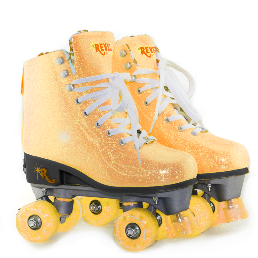 Adult Golden Glitz Quad Skates – Revel Roll Co.